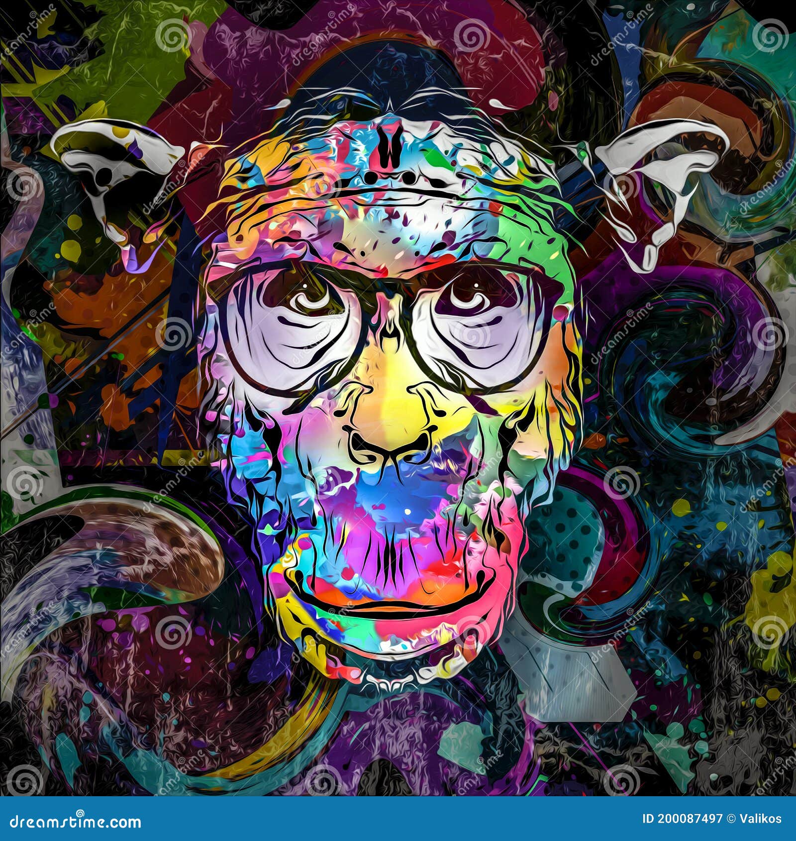 Ape in Isolated on Color Backgrounddesign Concept Stock Image - Image ...