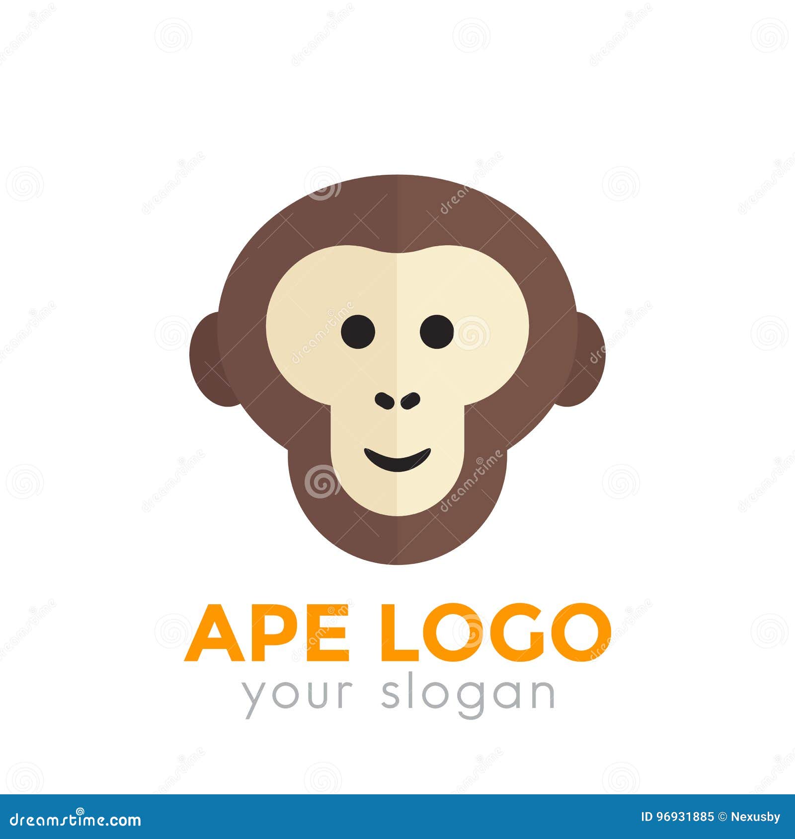 Ape, Monkey Logo Element, Chimp Icon On White Cartoon Vector ...