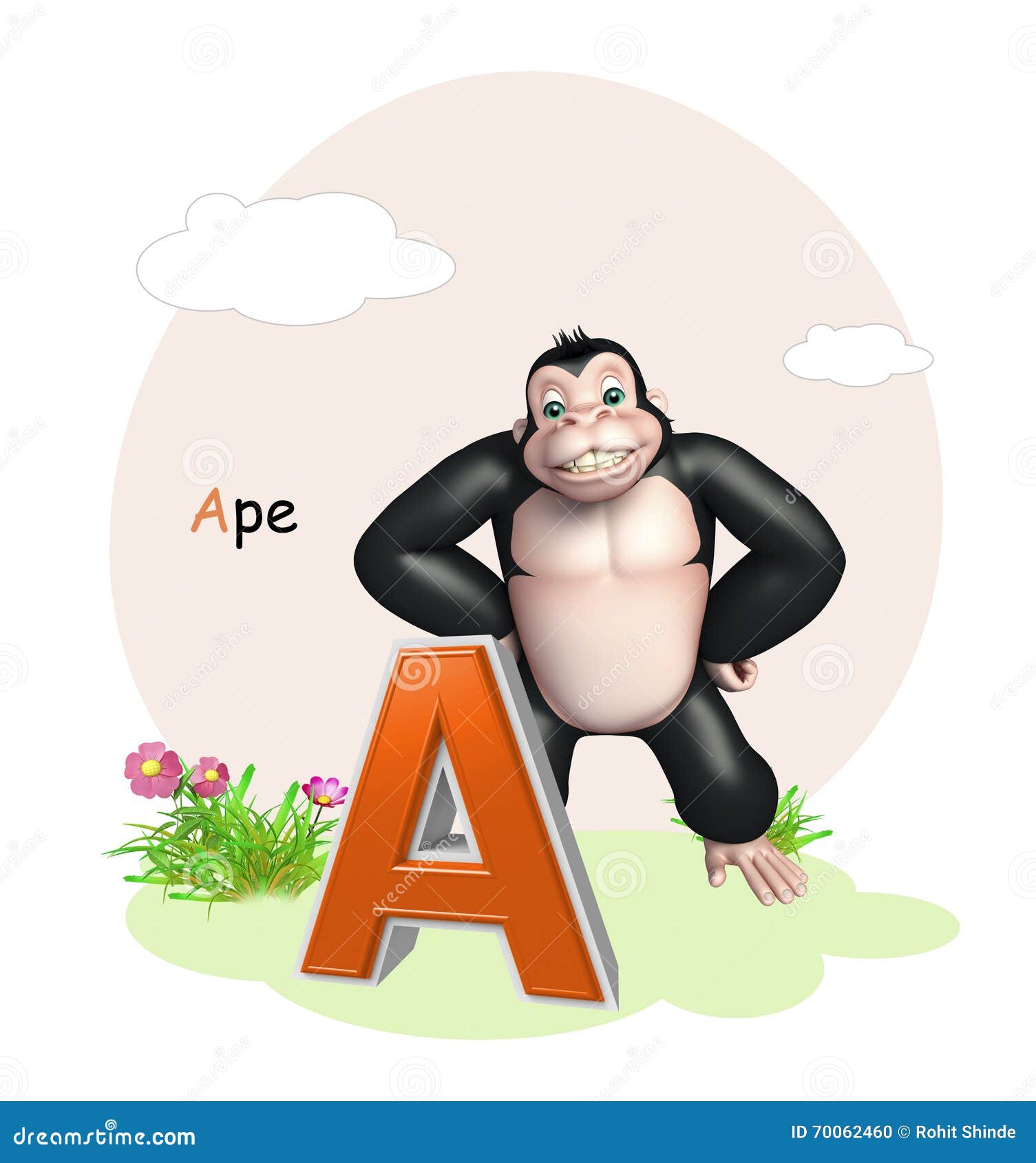 Ape Wild Animal with Alphabate Stock Illustration - Illustration of ...