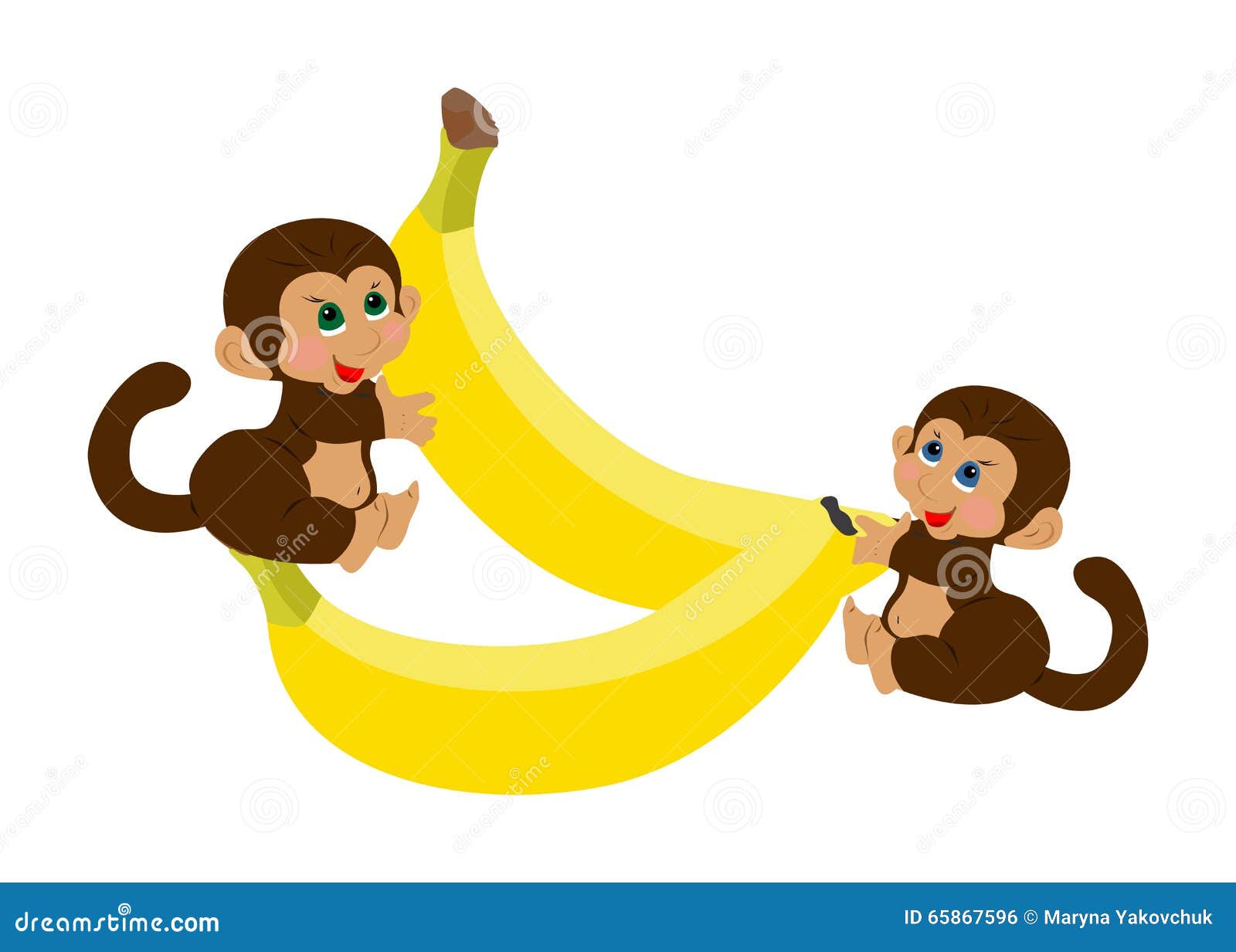 Apen en bananen vector illustratie. Illustration of kleurrijk - 65867596