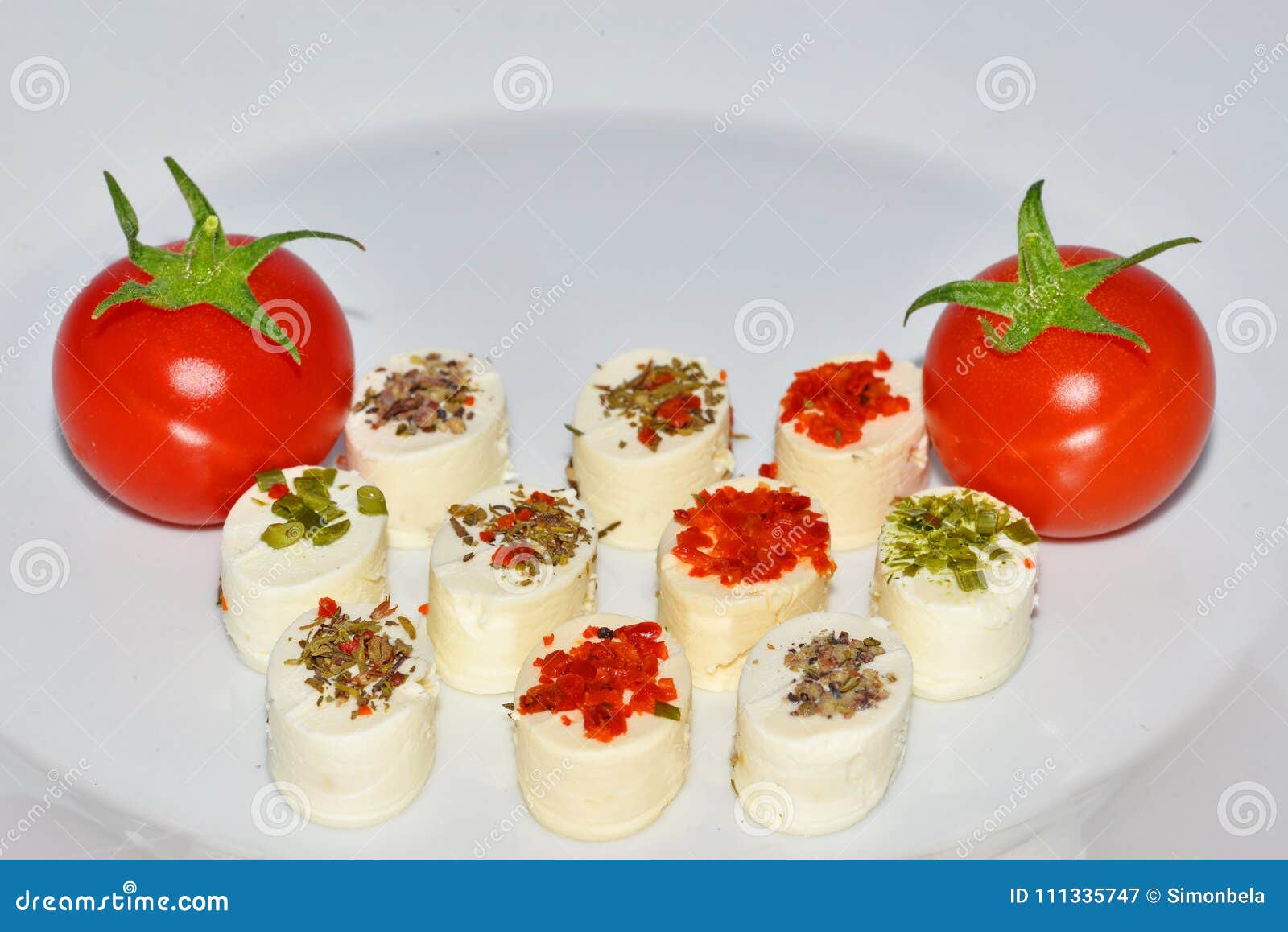 Aperitif Cheese with Cherry Tomatoes Stock Image - Image of fresh ...