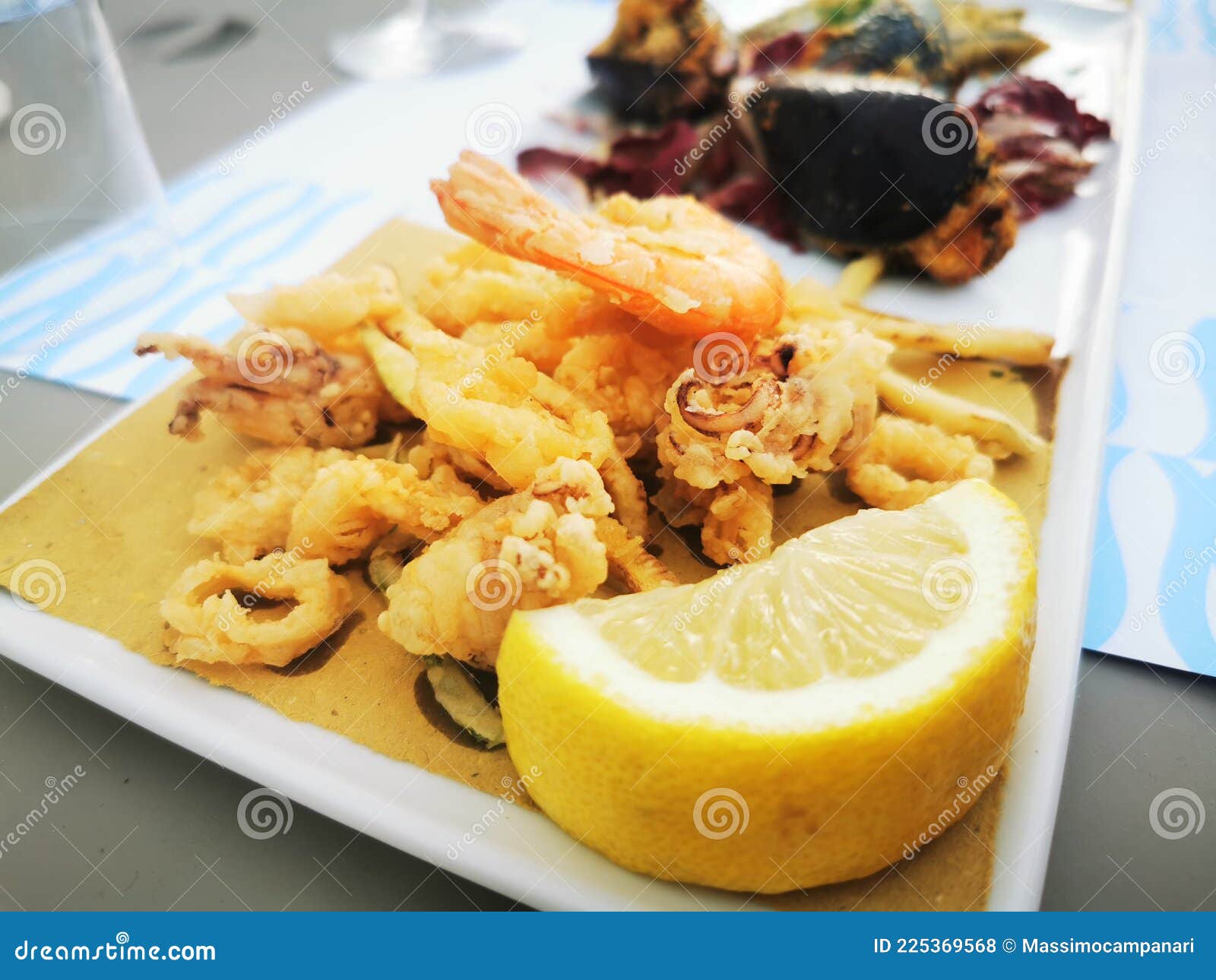 Aperitif with the Top View of the Fish Fritto Cozze Sarde Stock Photo ...