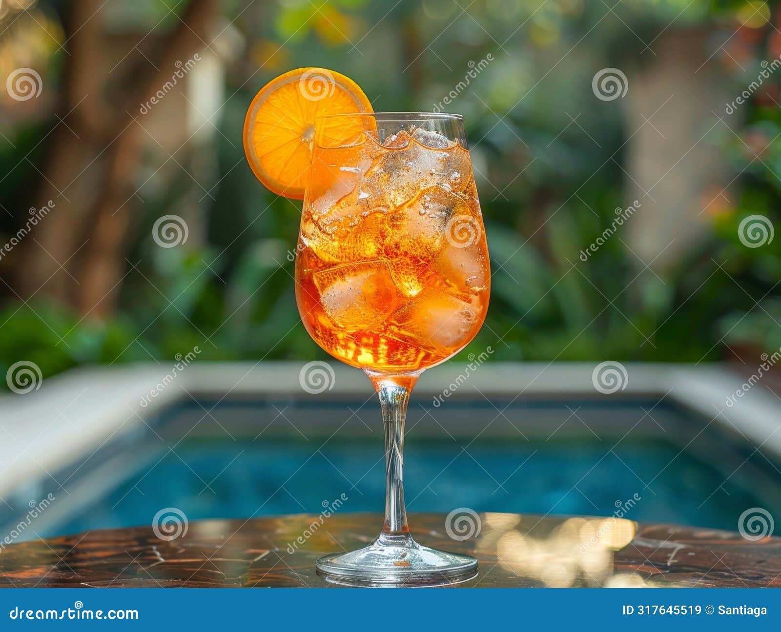 An Aperol Spritz with a Bright Orange Color Standing on a Table Stock ...