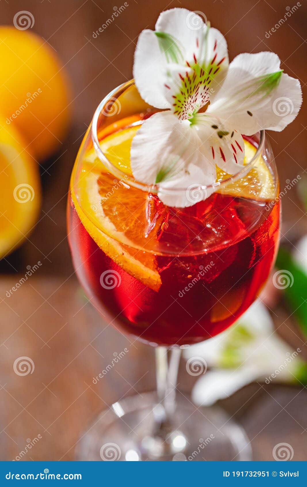 Aperol Spritz Cocktail Decorated with Flower. Stock Image - Image of ...