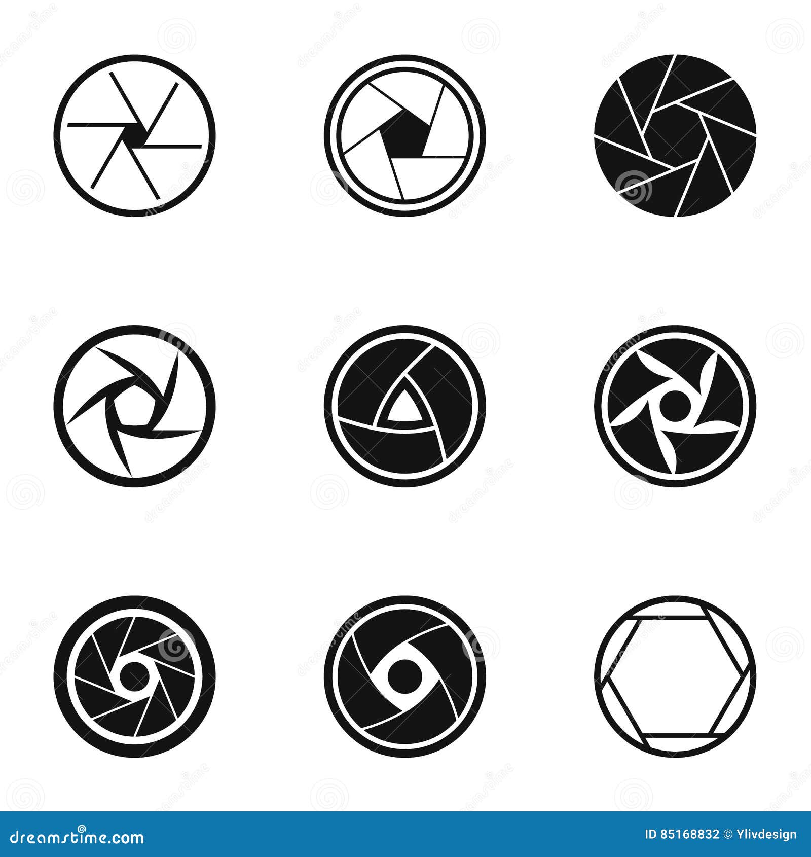 Aperture of Camera Icons Set, Simple Style Stock Vector - Illustration ...