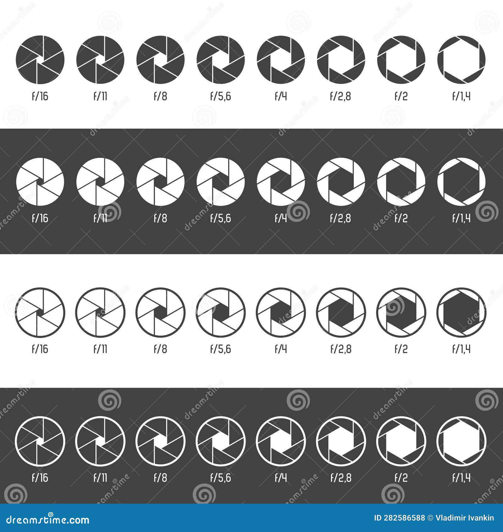 Aperture icon set. stock vector. Illustration of symbol - 282586588