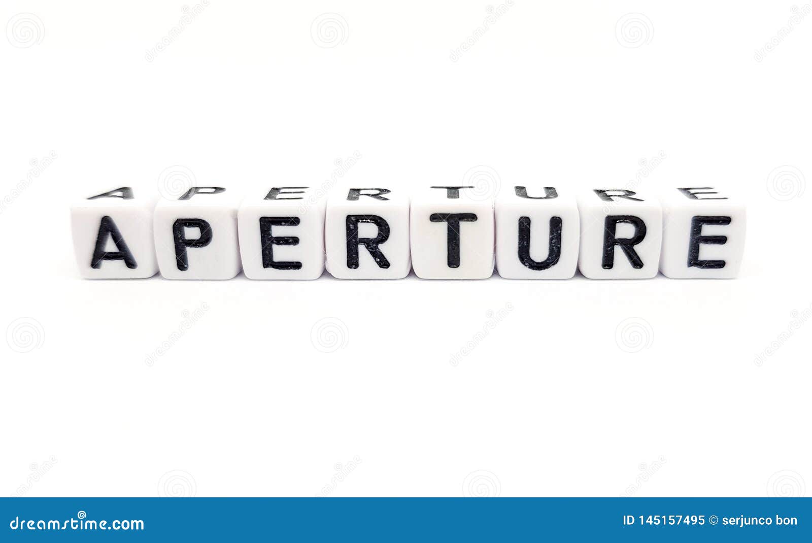 Aperture Word Built with White Cubes and Black Letters on White ...