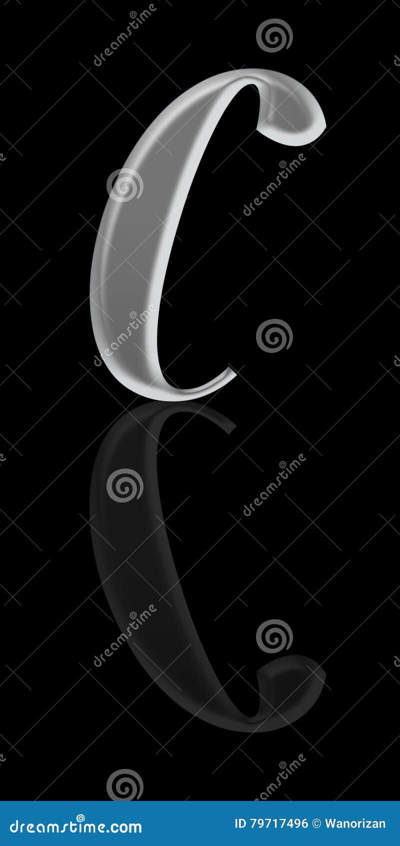 Aphabetical Script Letter - Silver Metal C Stock Illustration ...