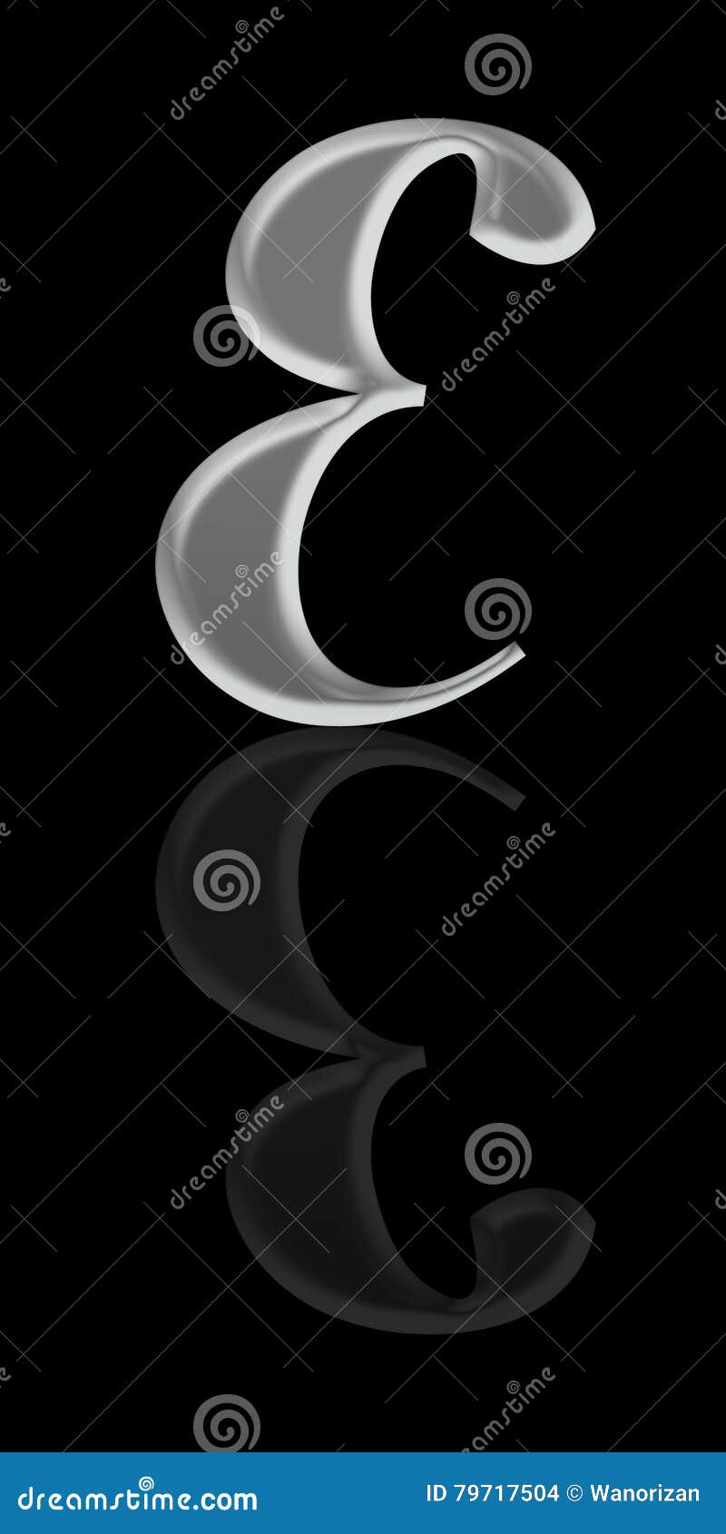 Aphabetical Script Letter - Silver Metal E Stock Illustration ...