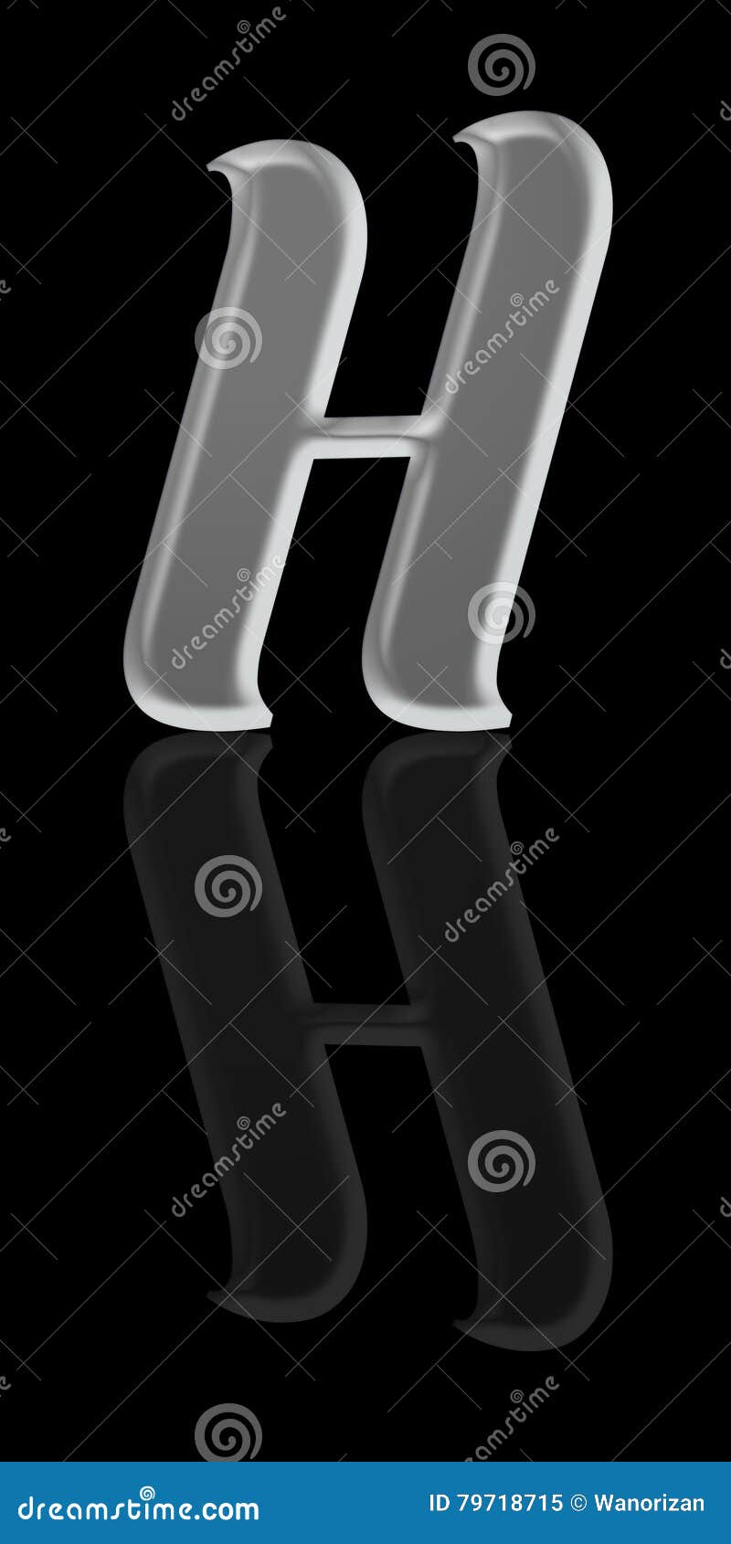 Aphabetical Script Letter - Silver Metal H Stock Illustration ...