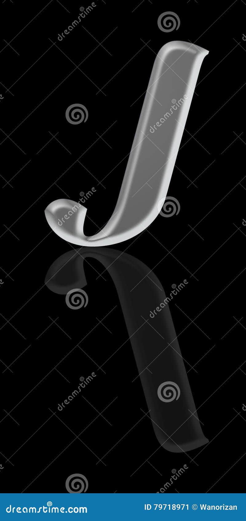 Aphabetical Script Letter - Silver Metal J Stock Illustration ...