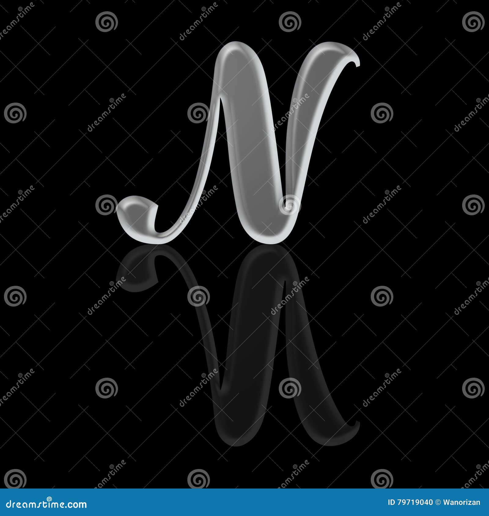 Aphabetical Script Letter - Silver Metal N Stock Illustration ...