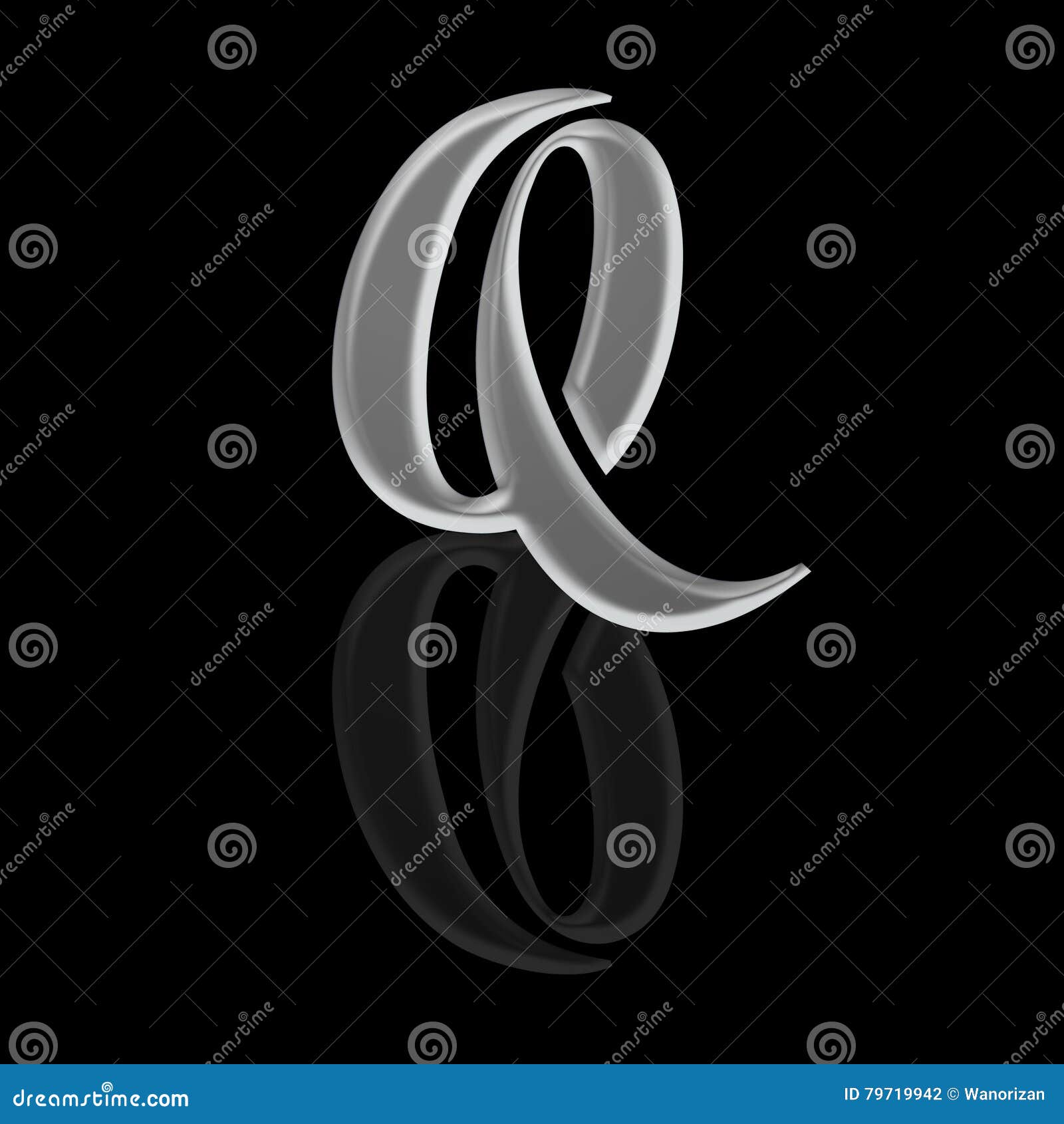 Aphabetical Script Letter - Silver Metal Q Stock Illustration ...