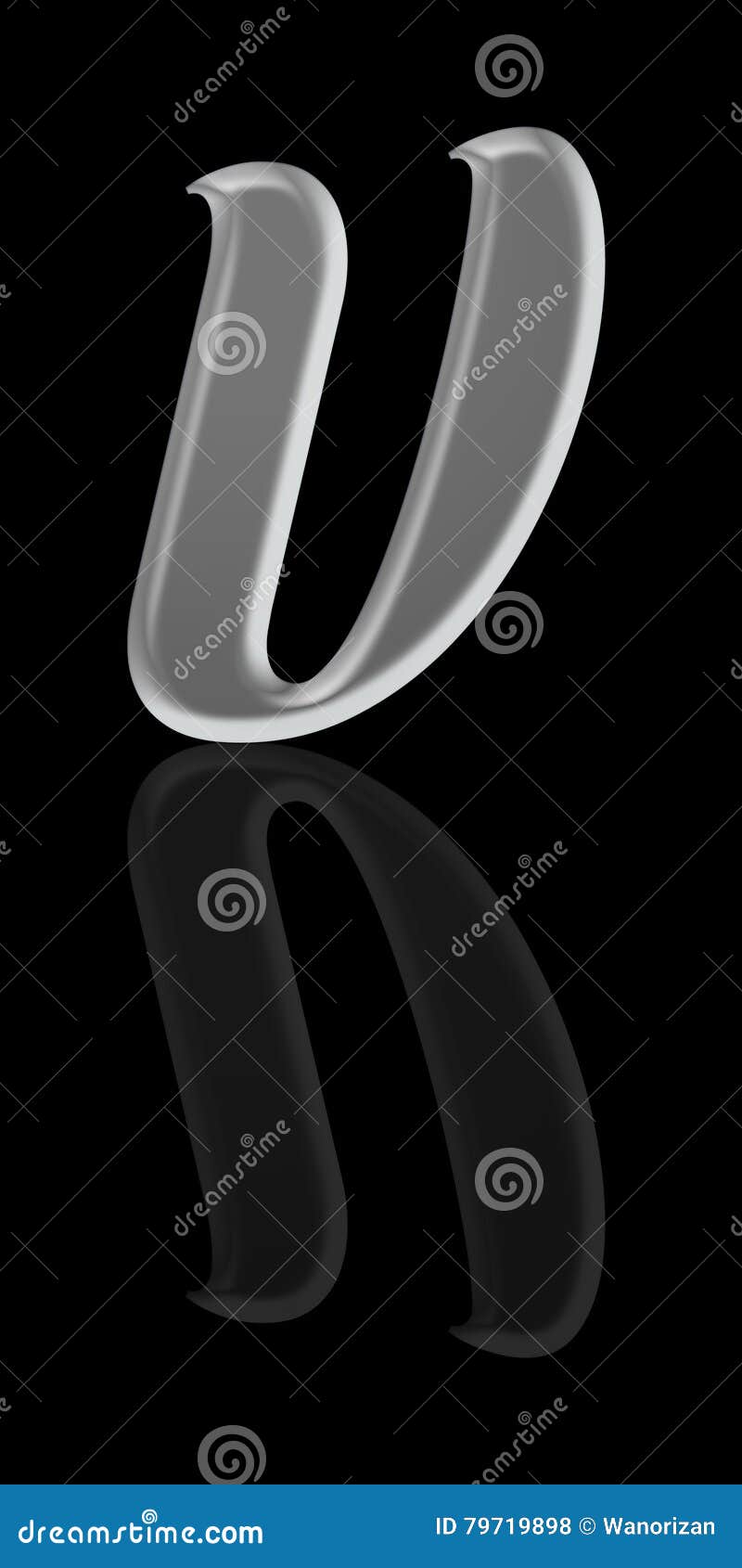 Aphabetical Script Letter - Silver Metal V Stock Illustration ...