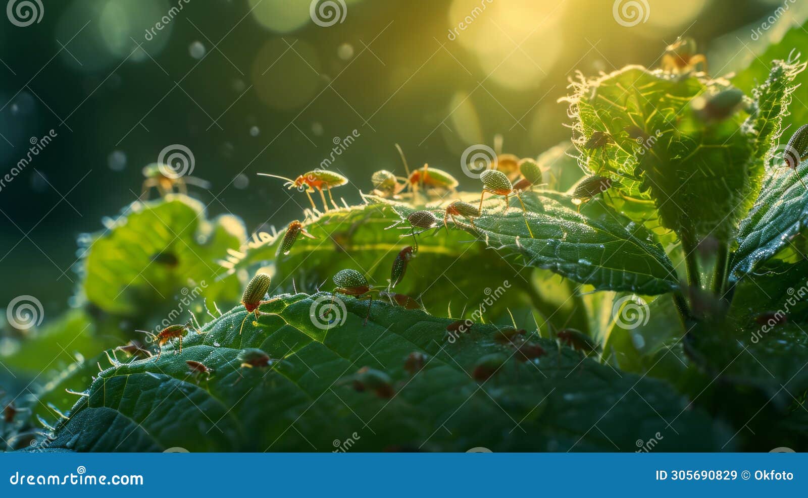 Aphid Colony on Leaf. Microscopic Insects Inhabiting a Garden ...
