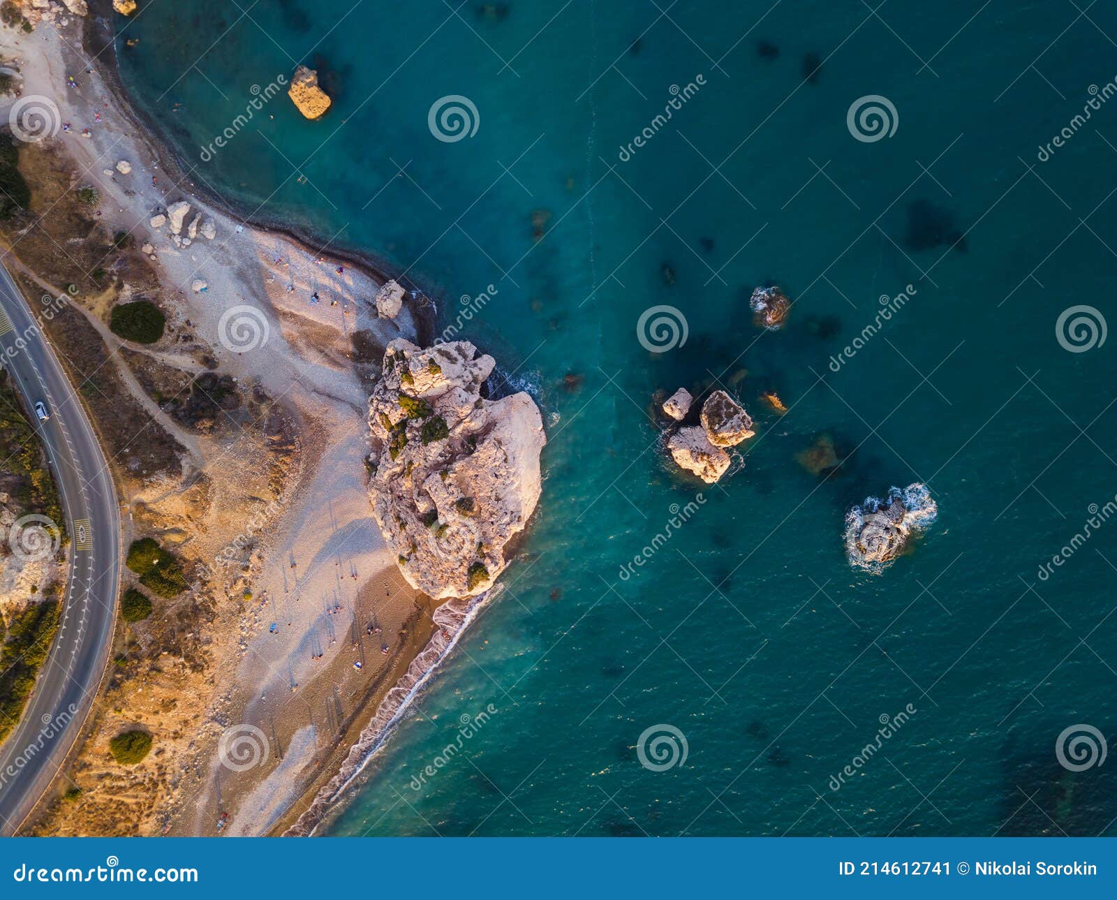 Aphrodite Rock at Sunset on Paphos Cyprus - Aerial View Stock Image ...