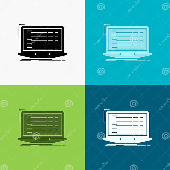 Api, App, Coding, Developer, Laptop Icon Over Various Background. Glyph Style Design, Designed ...