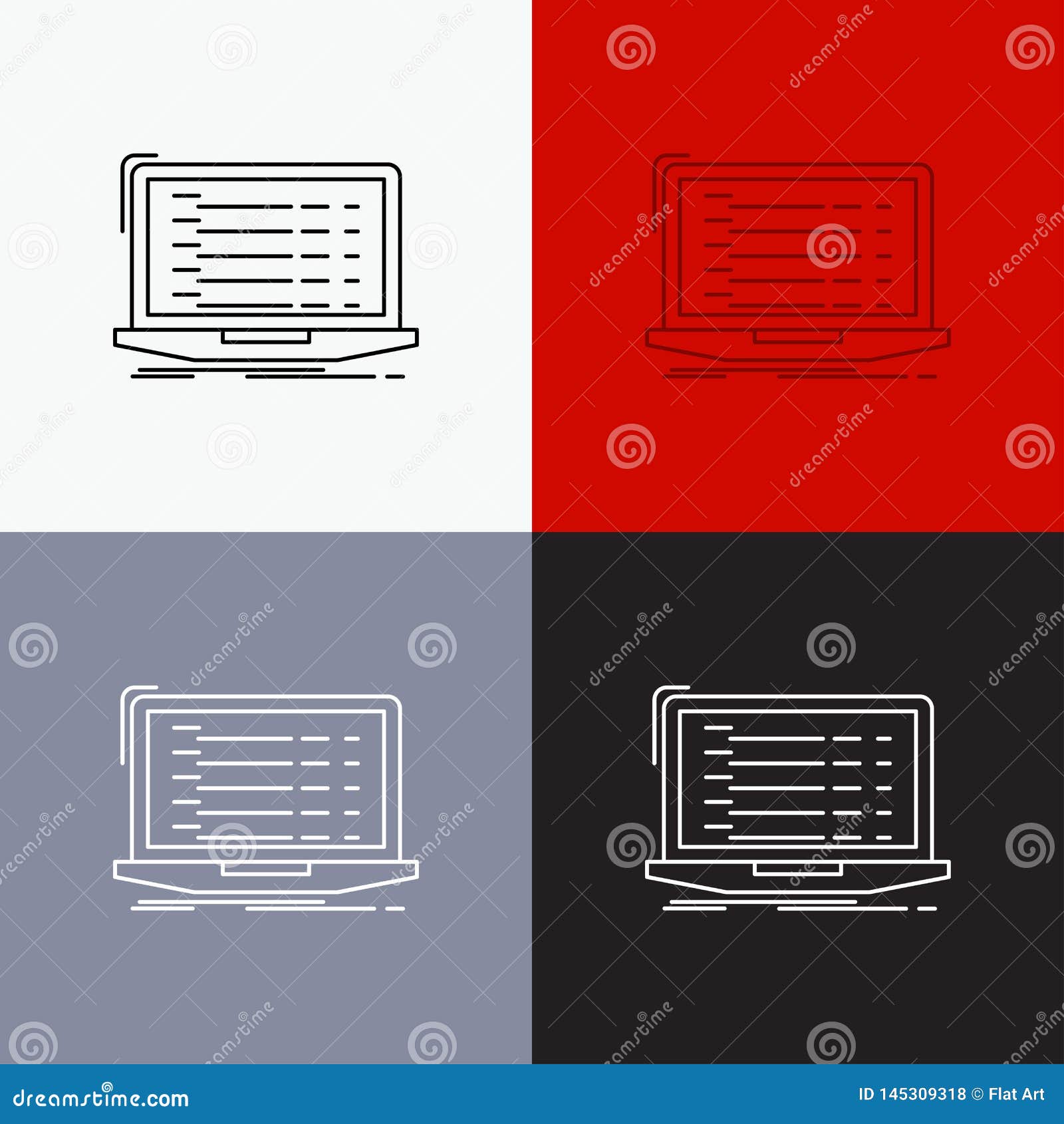 Api App Coding Developer Laptop Icon Over Various Background Line Style Design Designed