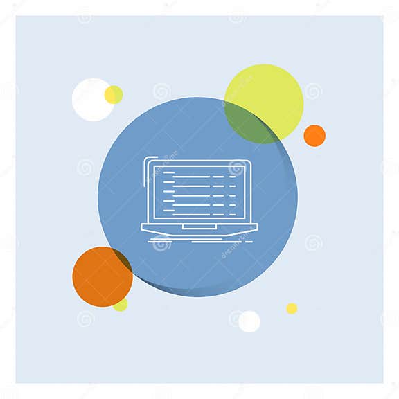 Api App Coding Developer Laptop White Line Icon Colorful Circle Background Stock Vector