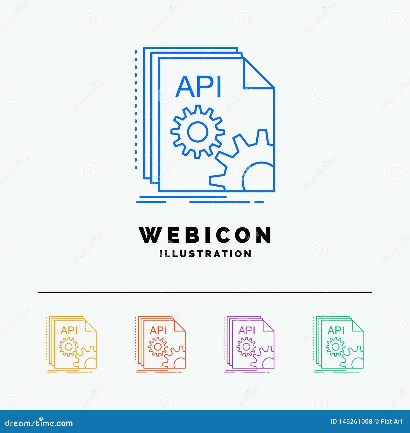 Api App Coding Developer Software 5 Color Line Web Icon Template Isolated On White Vector 7832