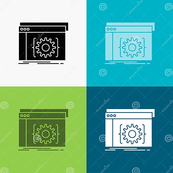 Api, App, Coding, Developer, Software Icon Over Various Background. Glyph Style Design, Designed ...