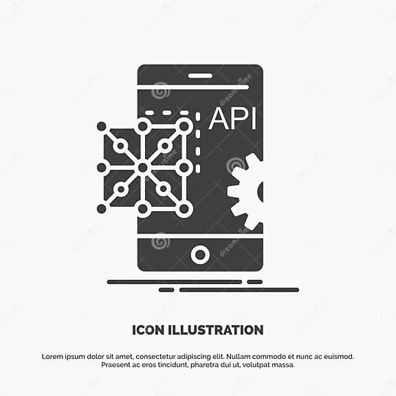Api Application Coding Development Mobile Icon Glyph Vector Gray Symbol For Ui And Ux 3864