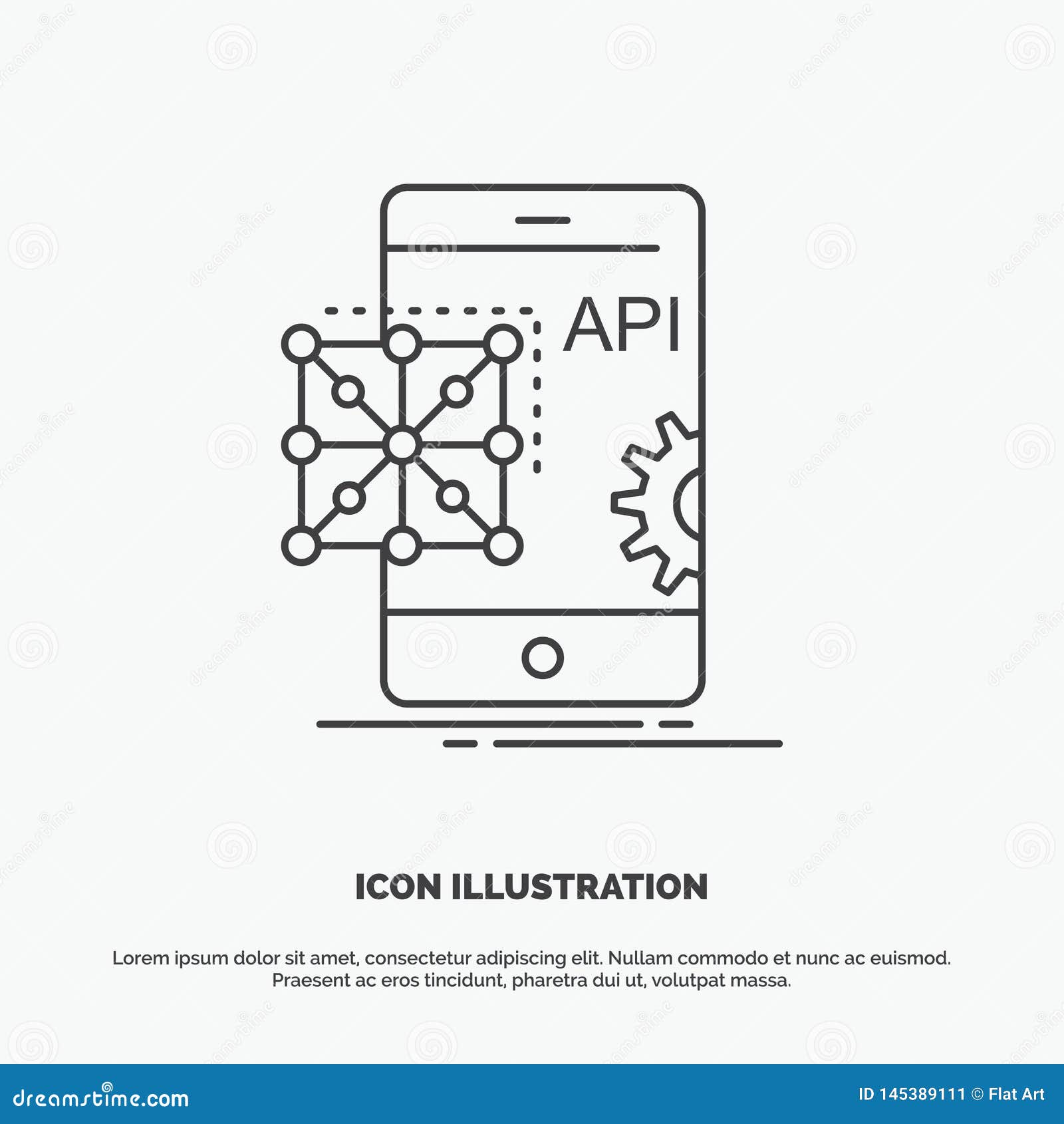 Api Application Coding Development Mobile Icon Line Vector Gray Symbol For Ui And Ux