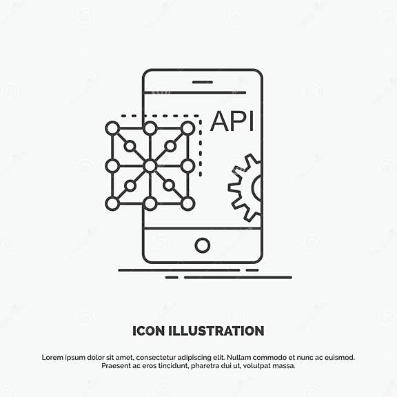 Api Application Coding Development Mobile Icon Line Vector Gray