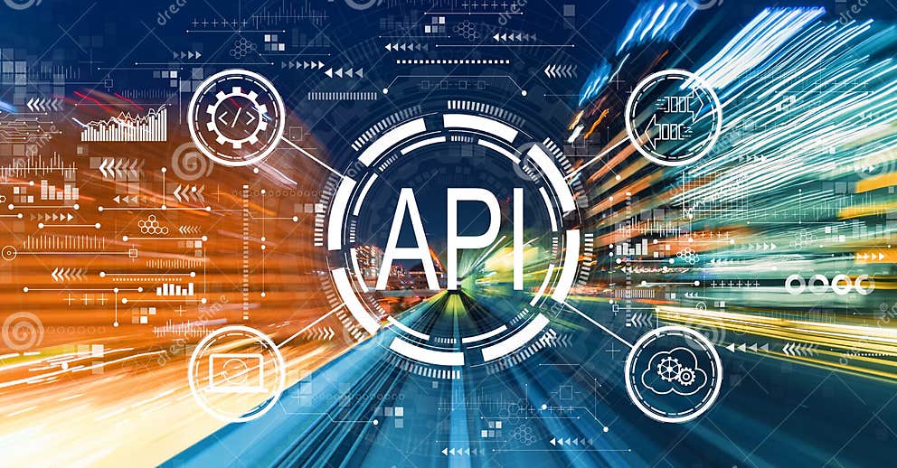 API - Application Programming Interface Concept with High Speed Motion ...