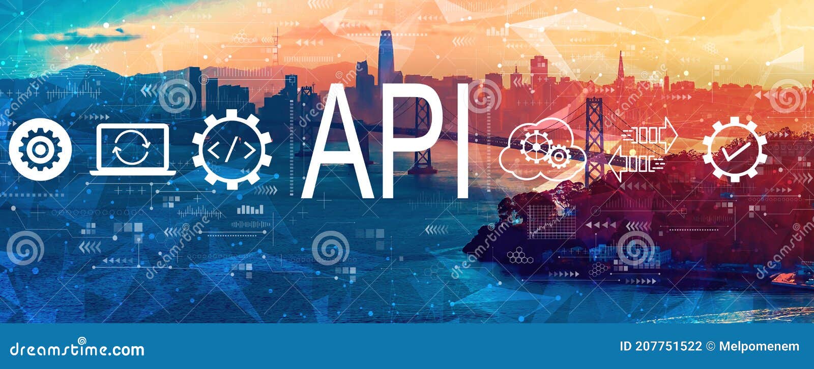 API - Application Programming Interface Concept with the Bay Bridge in ...