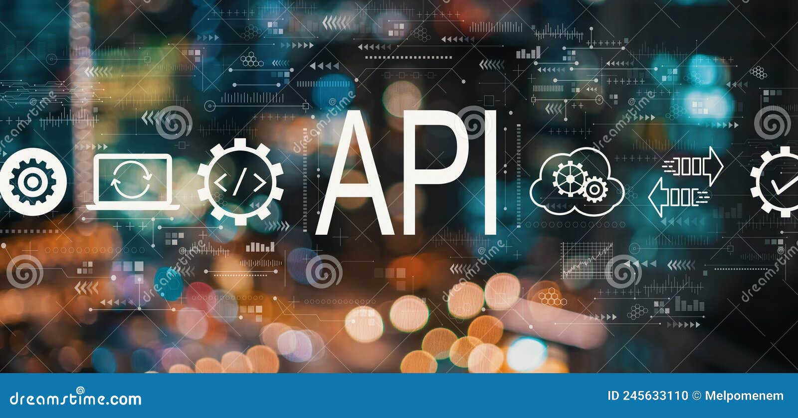 Api Application Programming Interface Concept With Blurred City