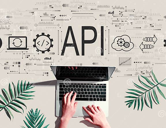 API - Application Programming Interface Concept with Person Using a ...