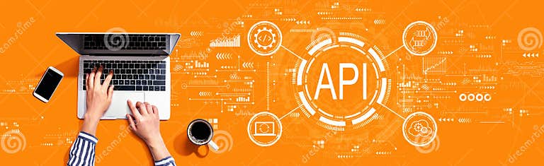 API - Application Programming Interface Concept with Person Using ...