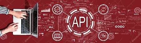 API - Application Programming Interface Concept with Person Using a Laptop Stock Image - Image ...