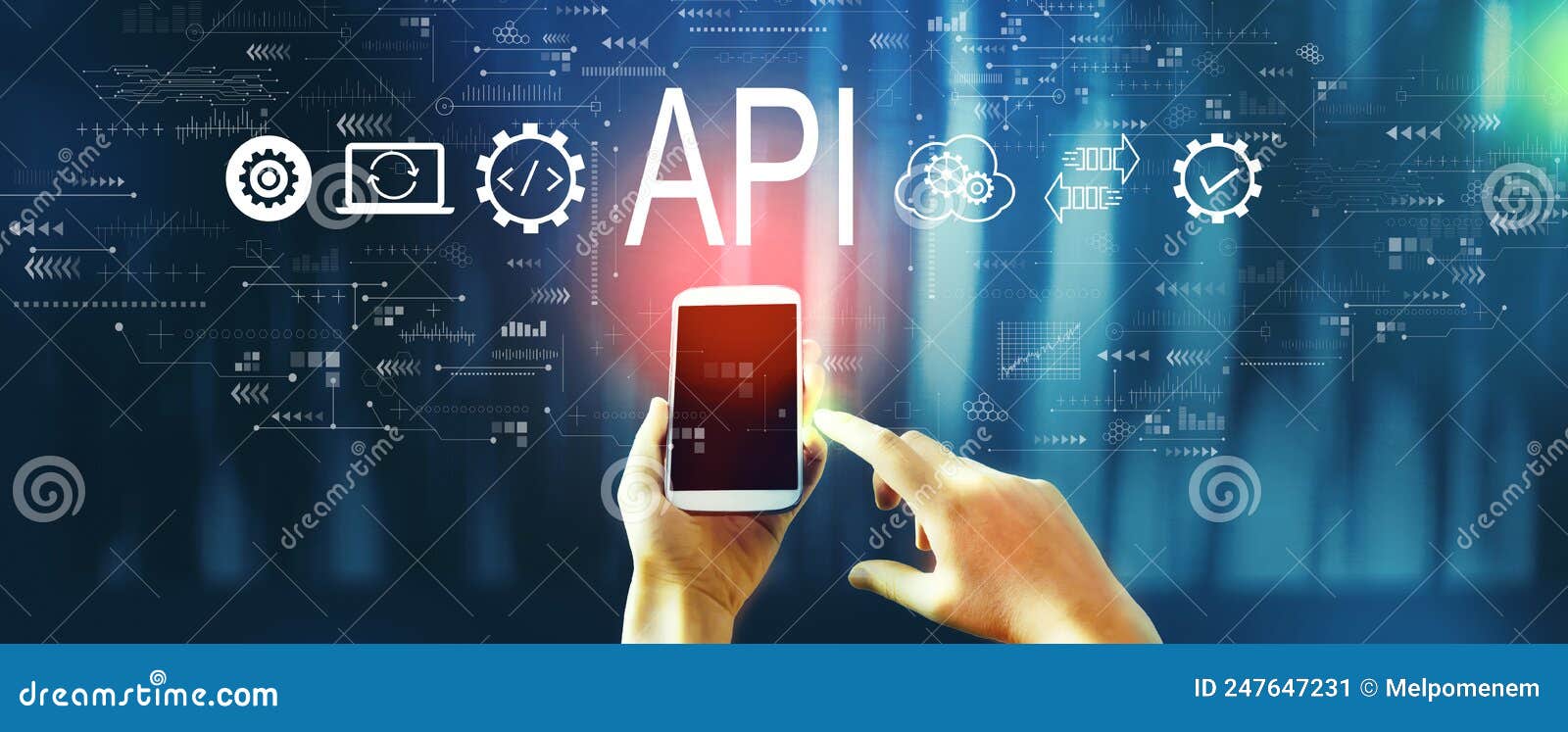 API - Application Programming Interface Concept with Person Using Smartphone Stock Image - Image ...