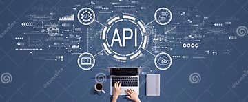 API - Application Programming Interface Concept with Person Working ...