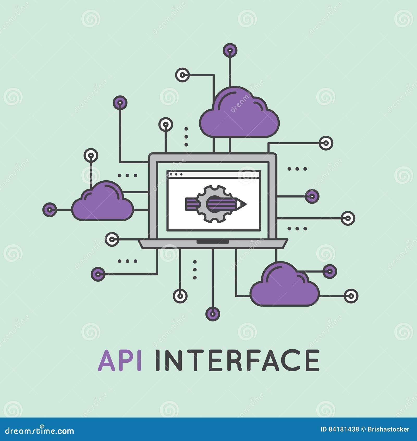 Api Application Programming Interface With Laptop Stock Illustration Illustration Of Design