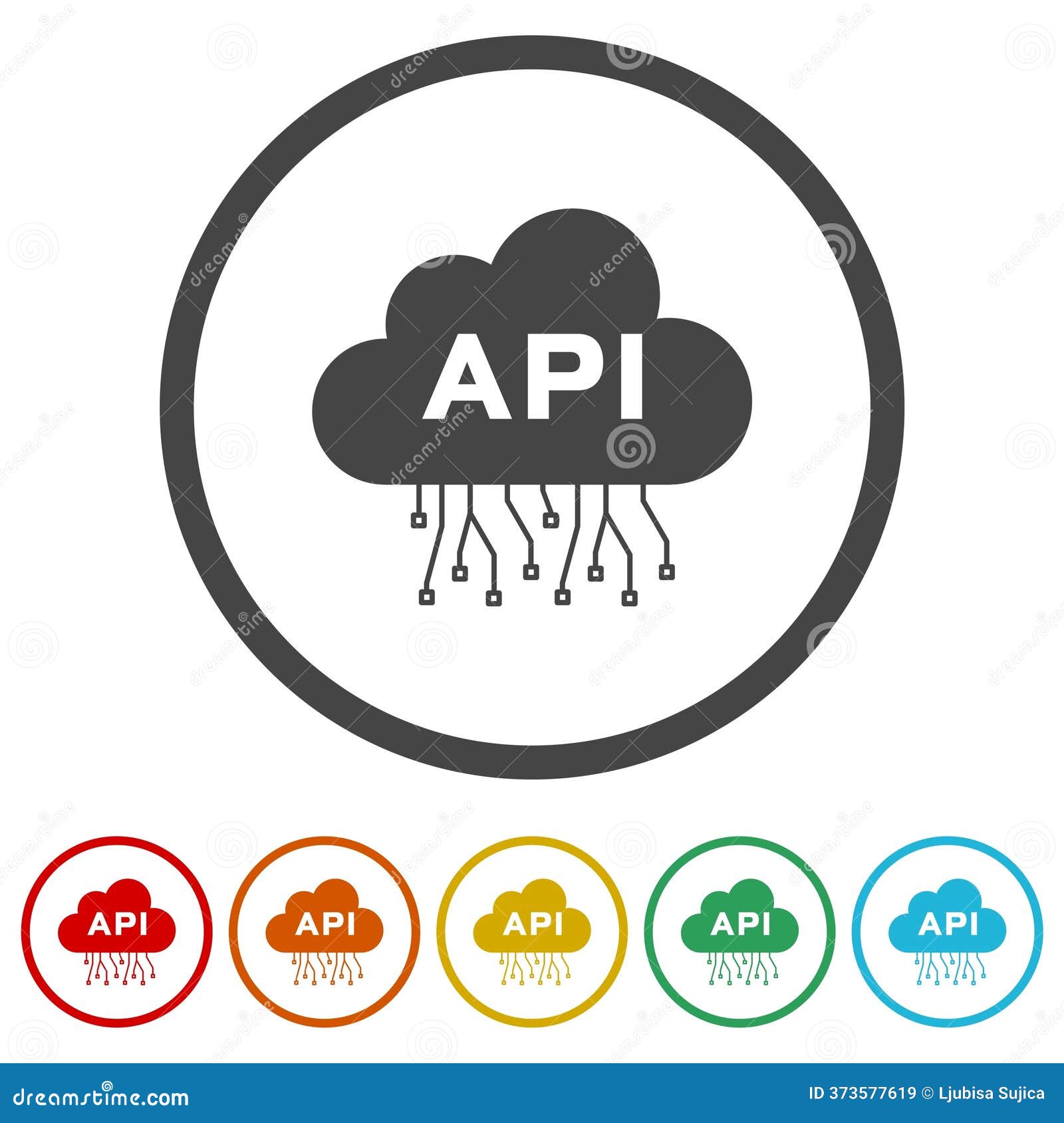 Api Cloud Integration Icon Data Process. Flat Vector Web Api Cloud System Pictogram ...