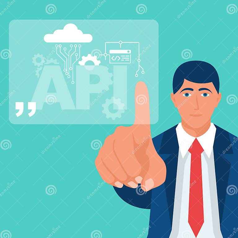 API Concept. API As a Symbol of the Finished Code Stock Vector - Illustration of programmer ...