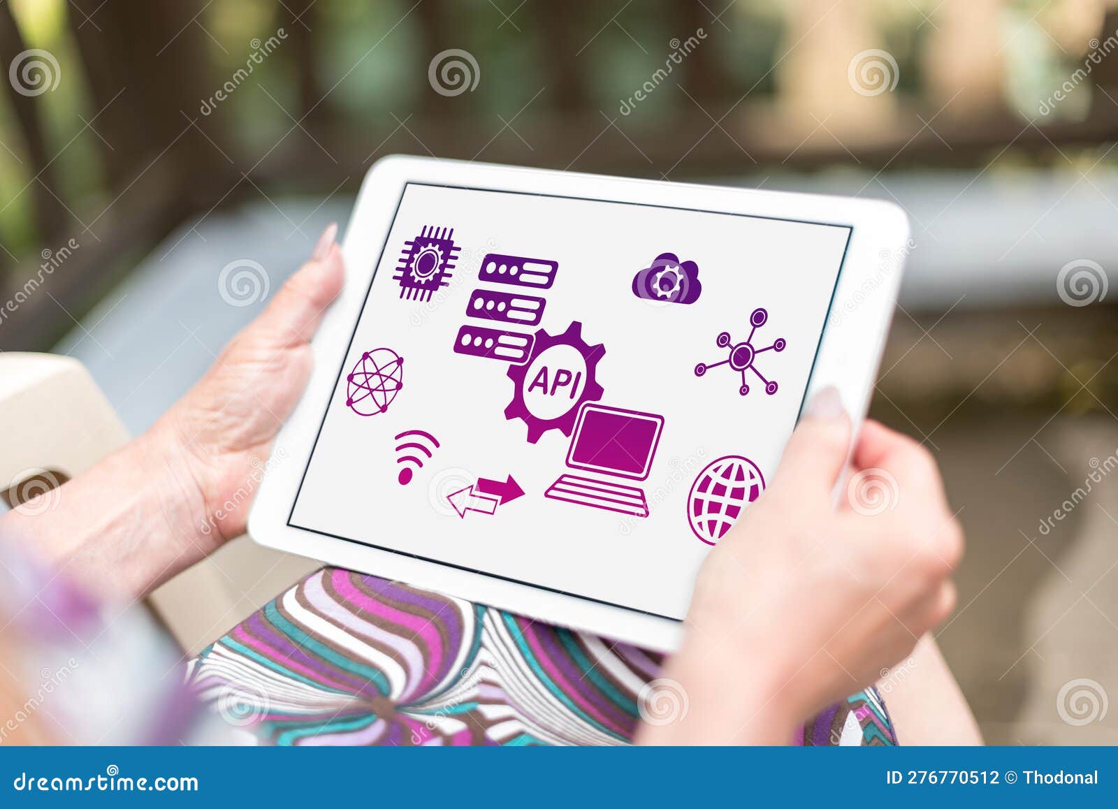 Api concept on a tablet stock photo. Image of connection - 276770512