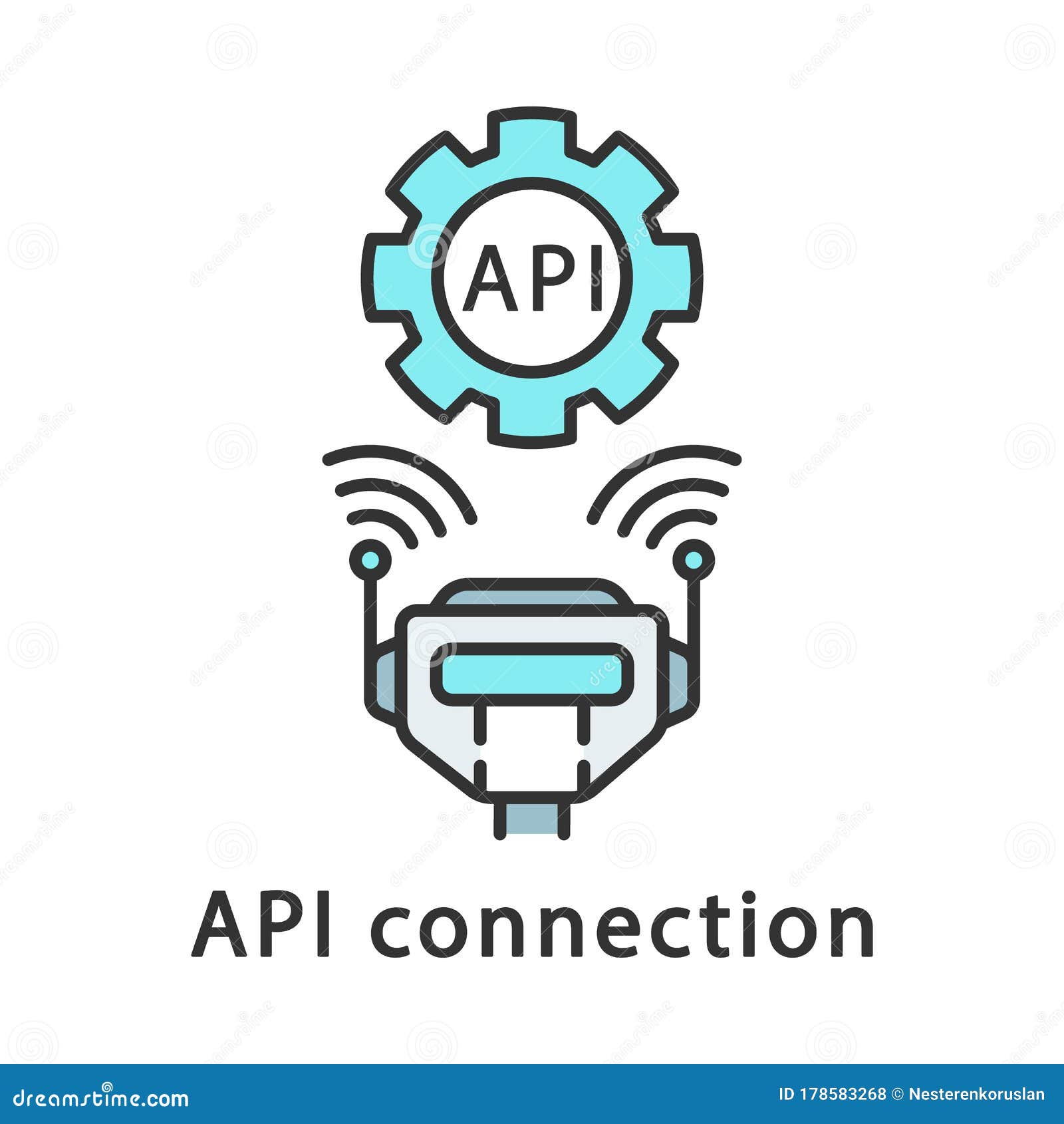 API connection color icon stock vector. Illustration of cyborg - 178583268