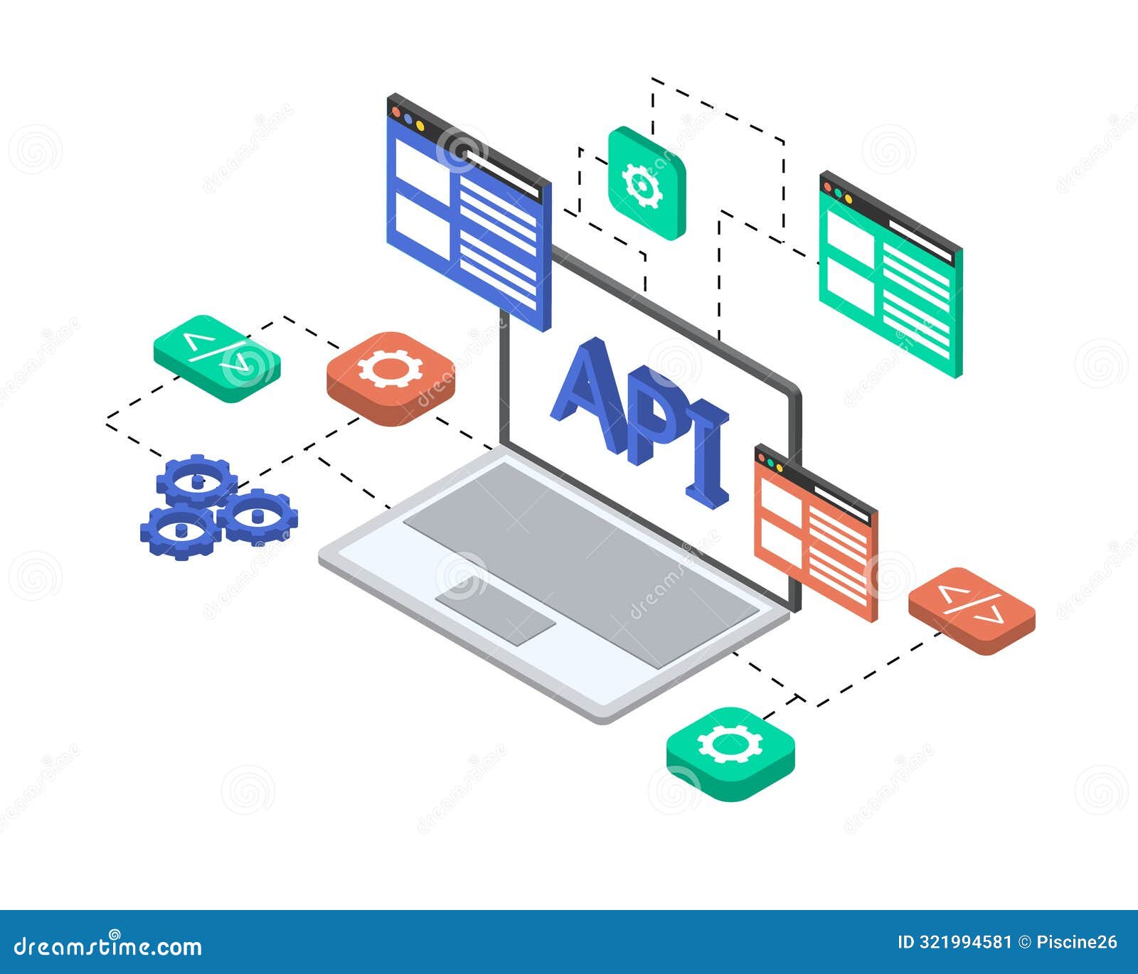 Api Development Or Application Programing Interface To Connect Client And Server Stock Vector 0315