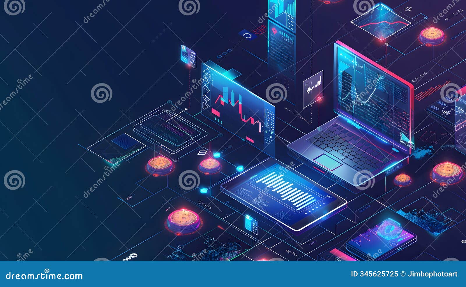 API-Driven Transaction Automation Developer Working Stock Illustration ...
