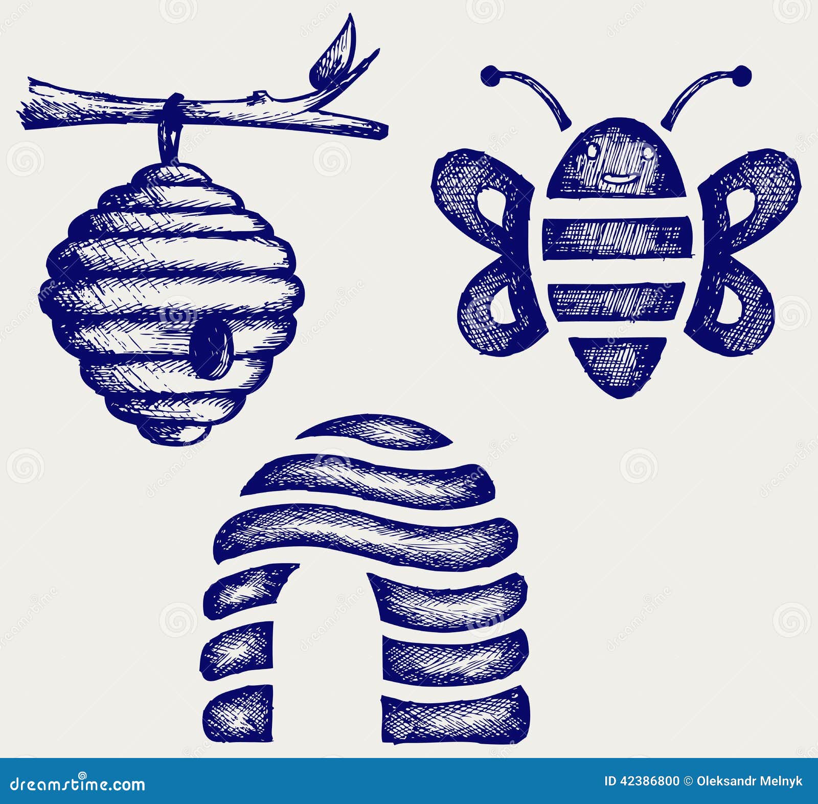 Api ed alveare del miele illustrazione vettoriale. Illustrazione di ...