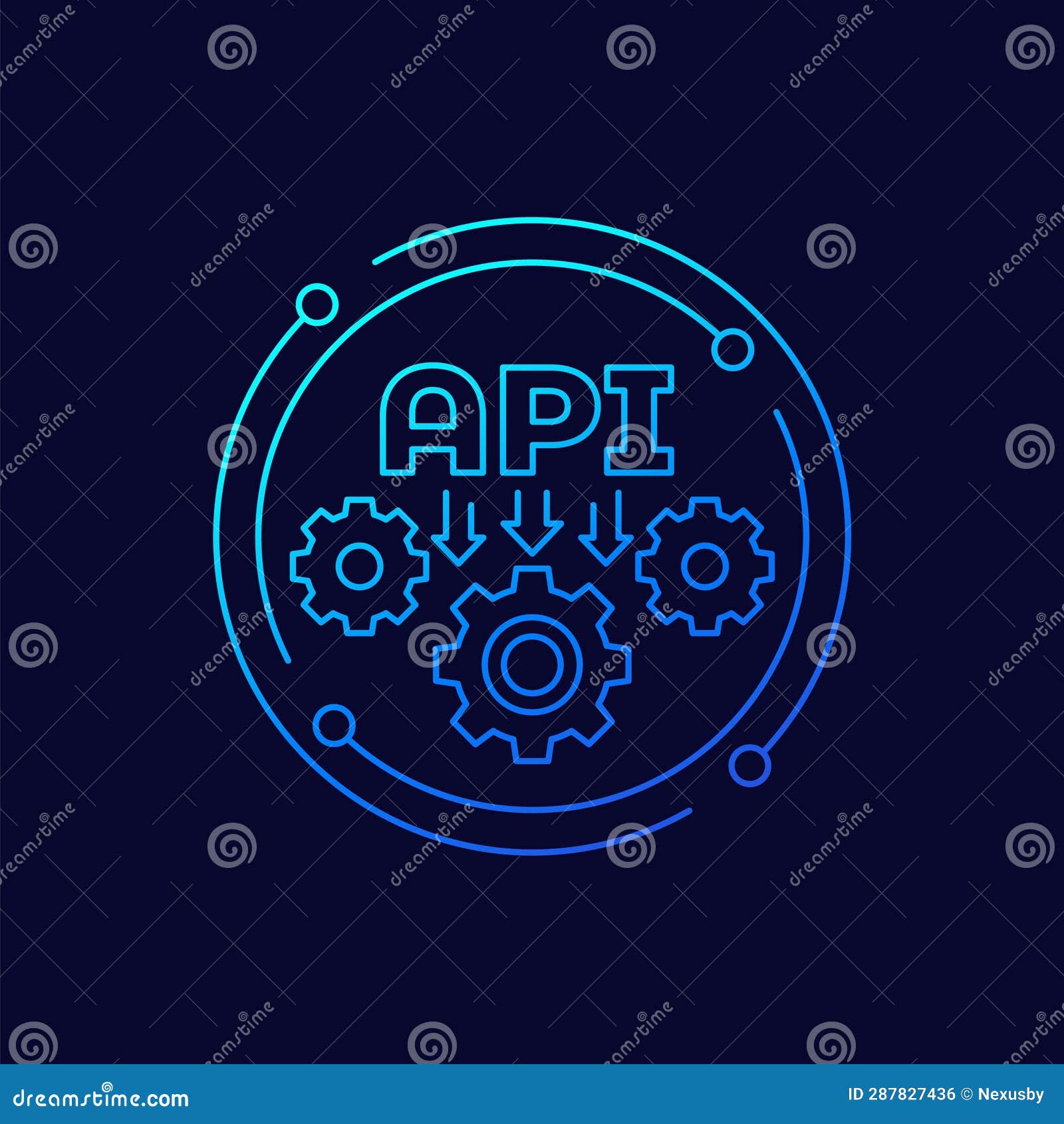 API Icon for Apps and Web, Linear Design Stock Illustration ...