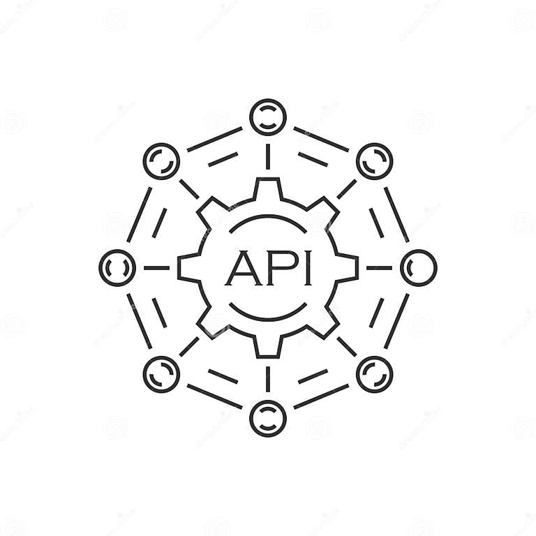 API Icon in Flat Style. Software Integration Vector Illustration on Isolated Background Stock ...