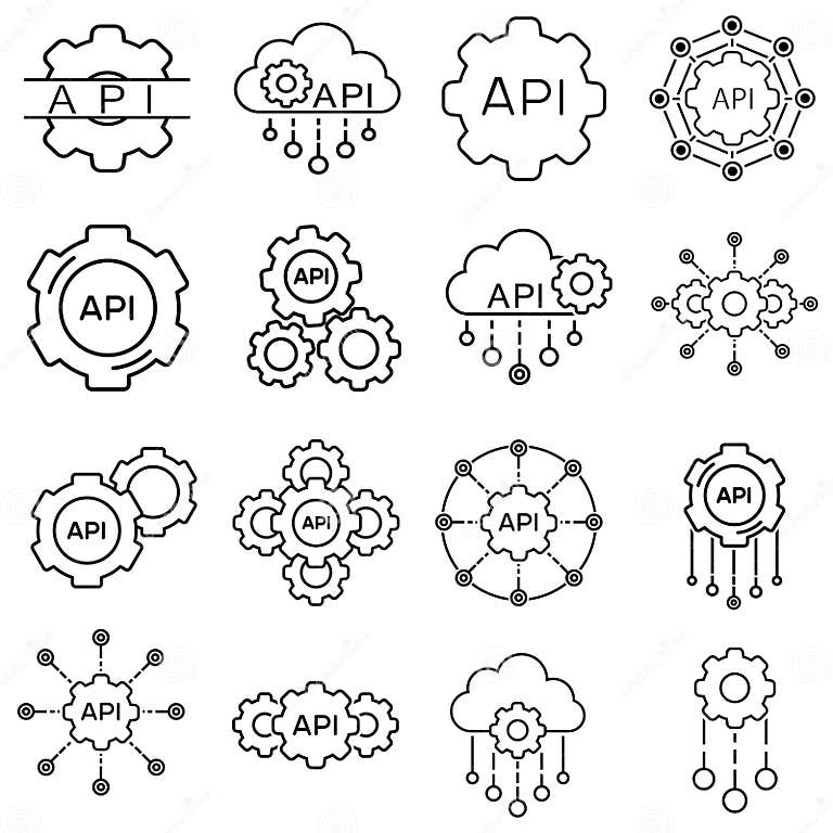 Api Icon Vector Set. Integration Illustration Sign Collection ...