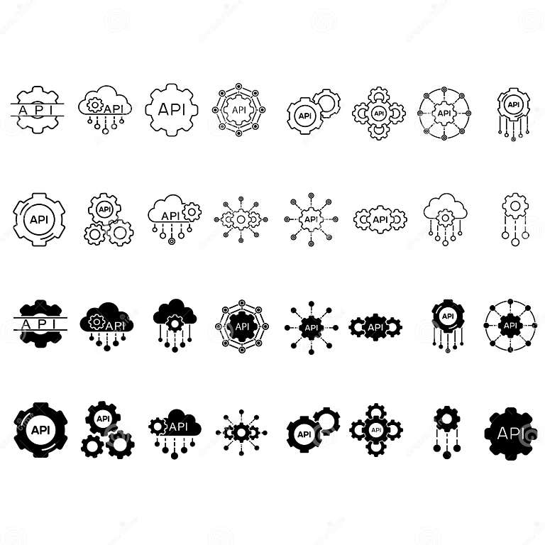 Api Icon Vector Set. Integration Illustration Sign Collection ...