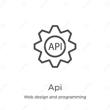 Api Icon Vector from Web Design and Programming Collection. Thin Line ...