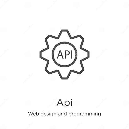 Api Icon Vector from Web Design and Programming Collection. Thin Line ...